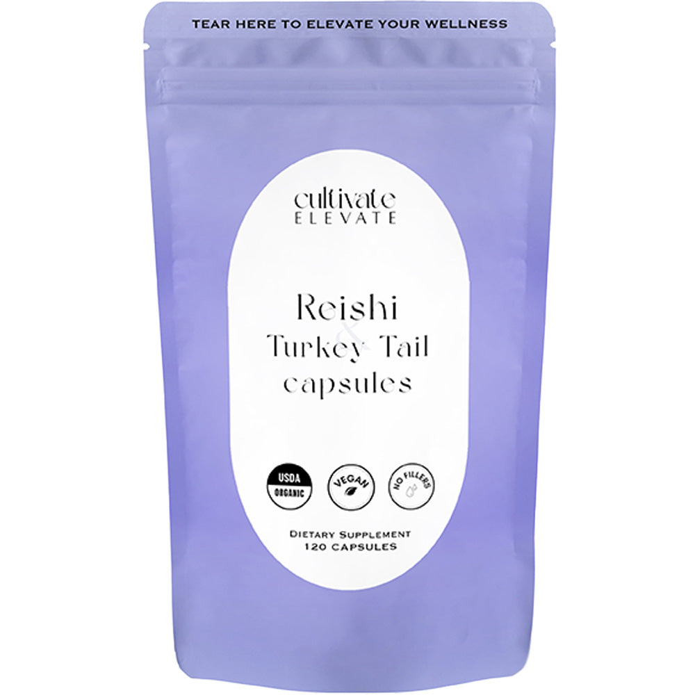 Cultivate Elevate - Organic Reishi Turkey Tail Mushroom Capsules – That ...